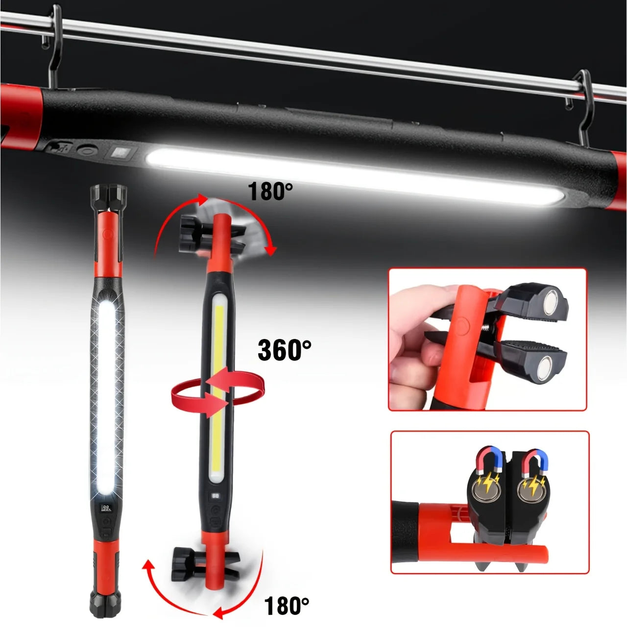 LED Magnetic Work Light Rechargeable Underhood Work Lamp With Hooks ...